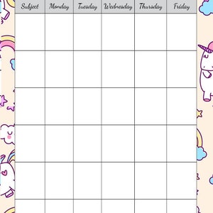 STUDENT PLANNER PRINTABLE Bundle With 5 Planner Pages Unicorn Theme ...