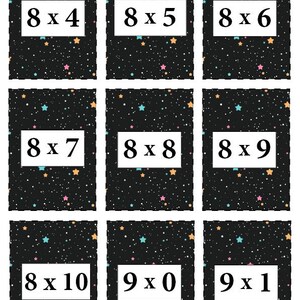 Space MULTIPLICATION & DIVISION TABLE Chart Printable With Flash Cards ...