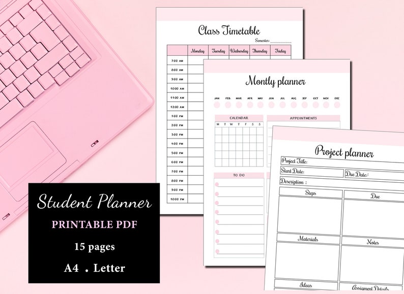 PRINTABLE STUDENT PLANNER Pack, School and College Student Organizer ...