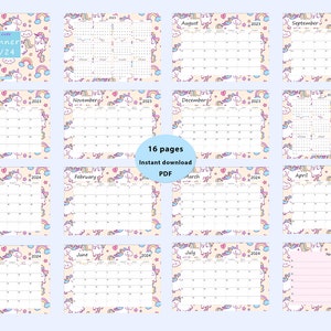 UNICORN SEMESTER PLANNER 23-24 Printable Instant Download Montly ...