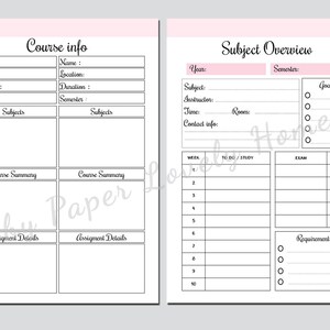 PRINTABLE STUDENT PLANNER Pack, School and College Student Organizer ...