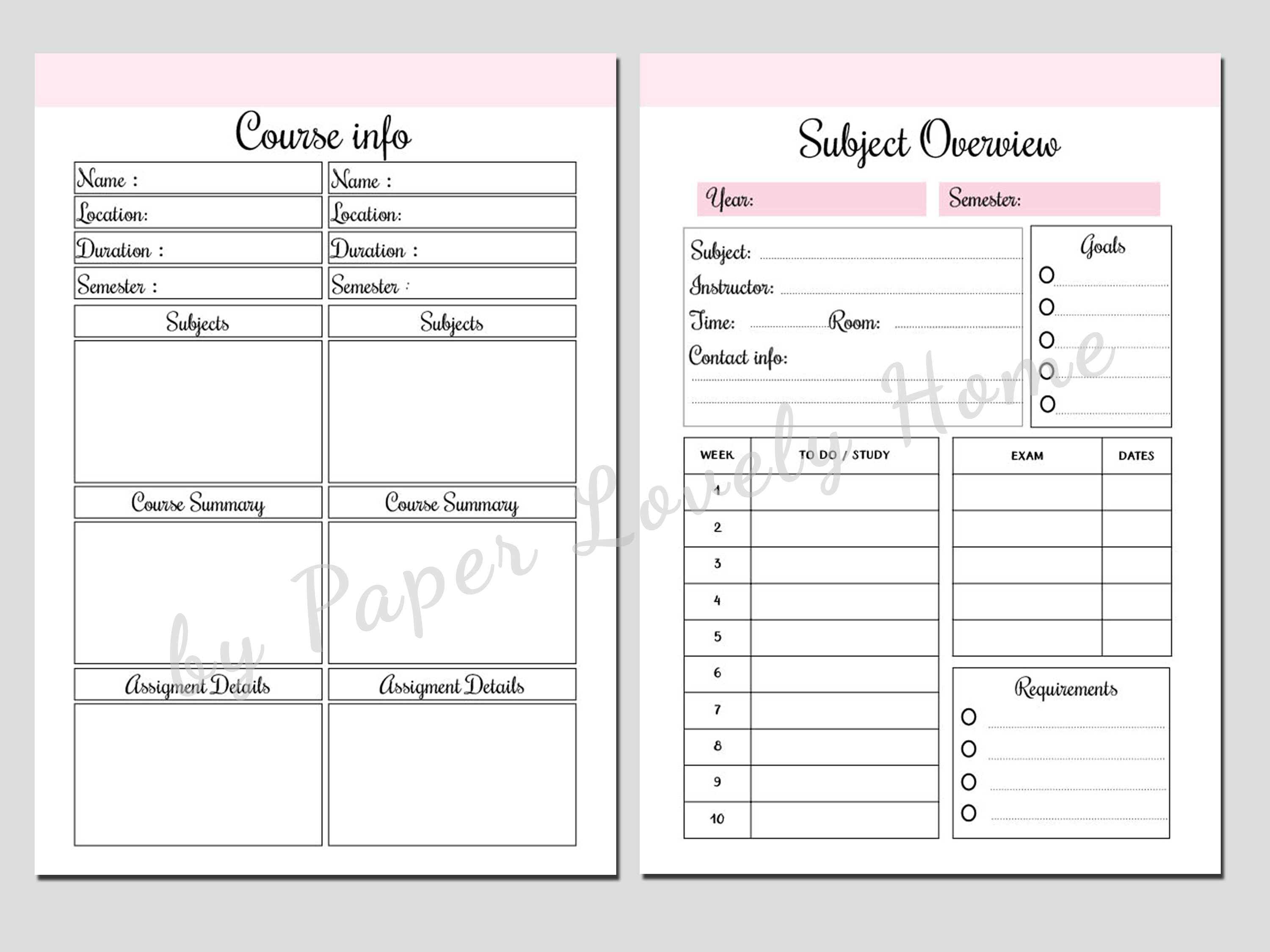 PRINTABLE STUDENT PLANNER Pack, School and College Student Organizer ...