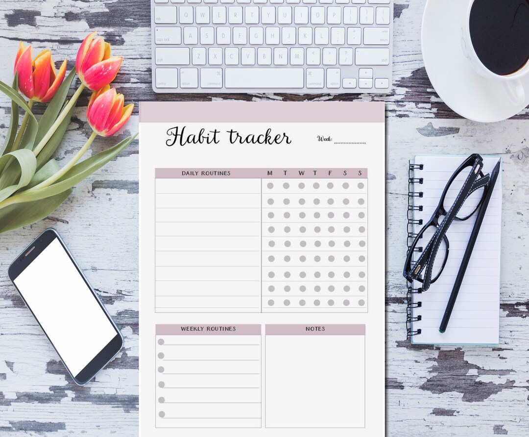 HABIT TRACKER PRINTABLE Planner Undated Planner Organize Daily Routines ...