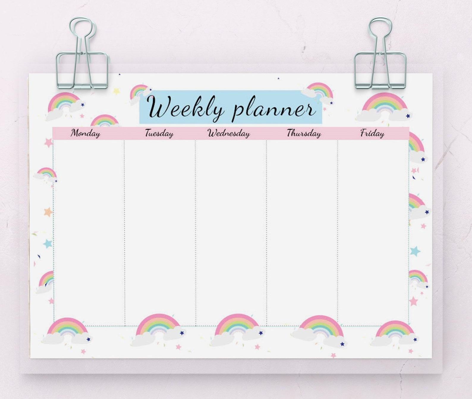 KIDS WEEKLY SCHEDULE Printable for Instant Download! Rainbow Planner ...