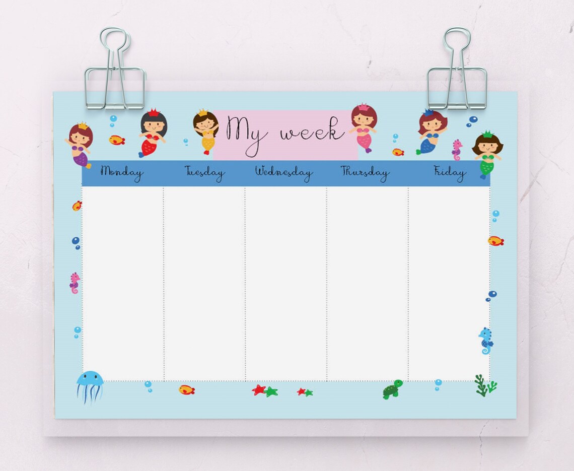 KIDS DAILY SCHEDULE Mermaid Printable for Instant Download - Etsy