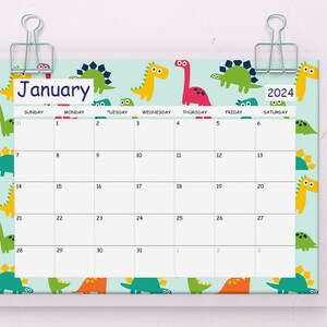 DINOSAUR CALENDAR 2024 PRINTABLE for Instant Download Dinosaur Planner ...