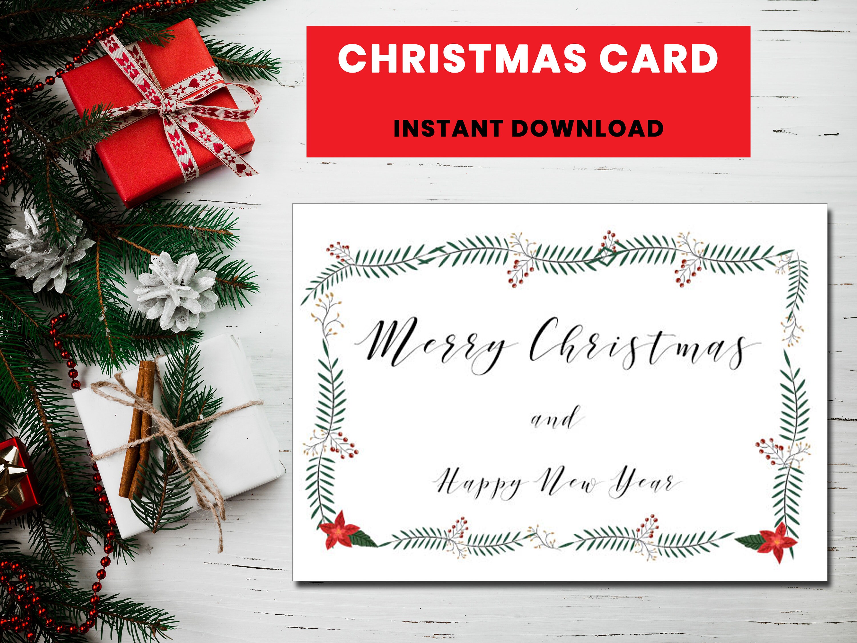 CHRISTMAS CARD PRINTABLE for Instant Download! Beautiful Christmas Card ...