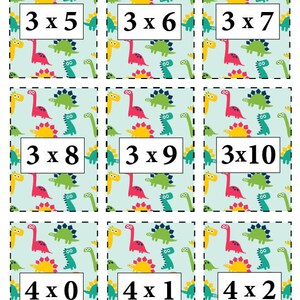MULTIPLICATION & DIVISION TABLE Chart Dinosaur Printable With Flash ...