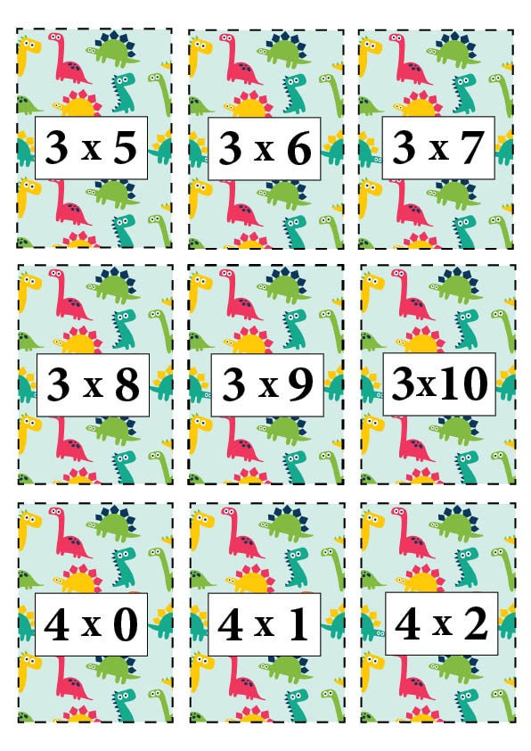 MULTIPLICATION & DIVISION TABLE Chart Dinosaur Printable With Flash ...