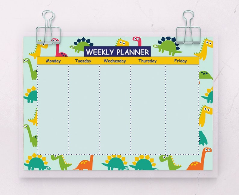 KIDS DAILY SCHEDULE Dinosaur Printable for Instant Download Horizontal ...