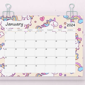 UNICORN SEMESTER PLANNER 23-24 Printable Instant Download Montly ...