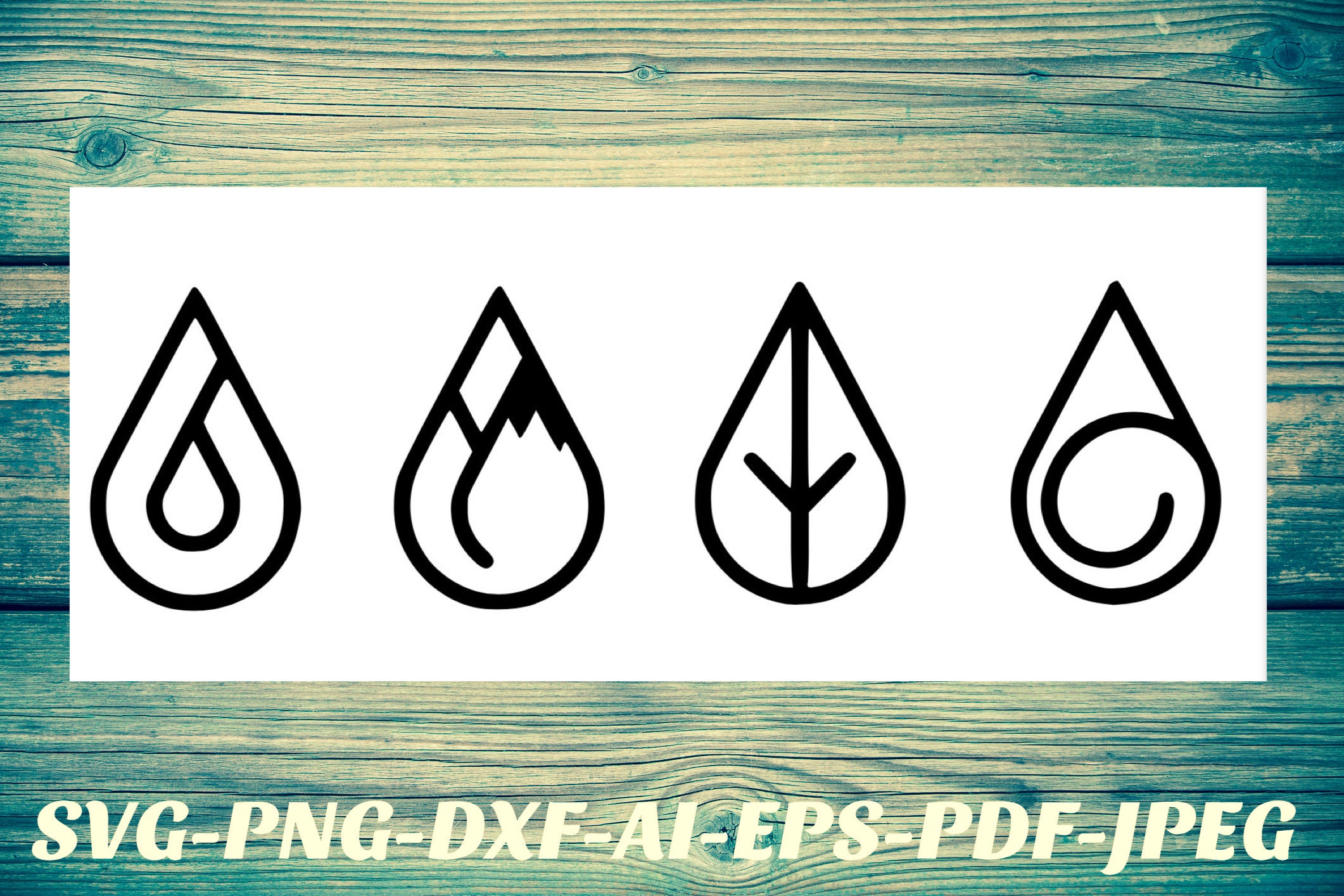 Four Elements Svg file tear drop Png file Cricut Cameo | Etsy