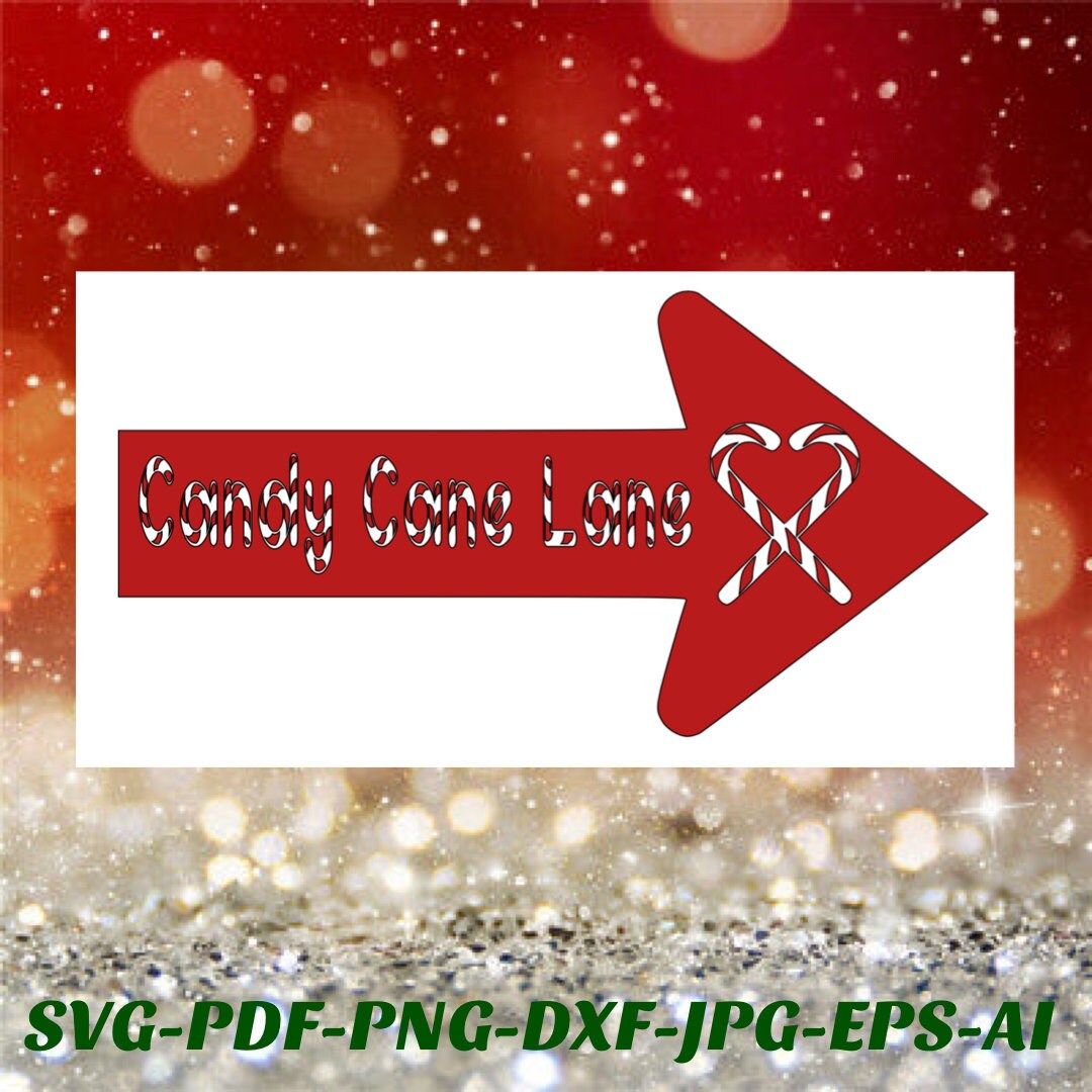 Christmas Candy Cane Lane Arrow Sign SVG Png Bundle for Cricut | Etsy