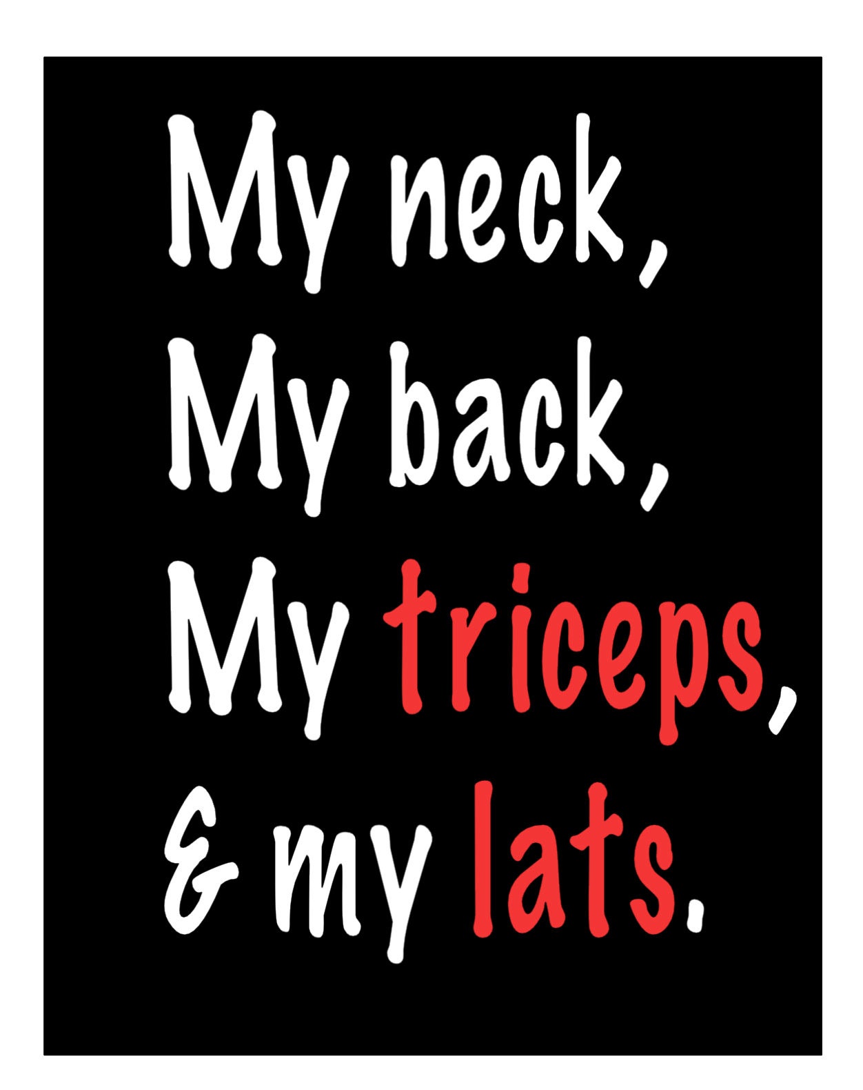 Workout Svg My Neck My Back My Triceps Lats Png Cricut Cameo - Etsy