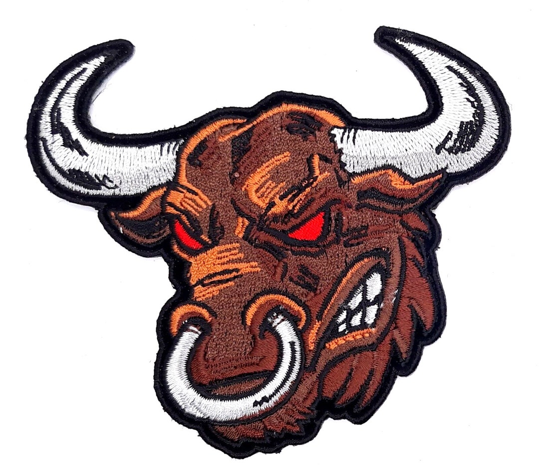 Raging Bull With Red Eyes Iron on Sew on Embroidered Patch 4 "x 3 1/2 ...