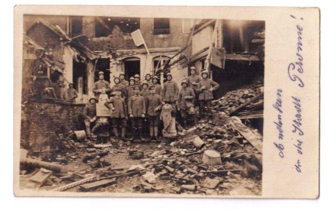 Antique WW1 Military German Military - Bombed Building Rubble - Rare ...