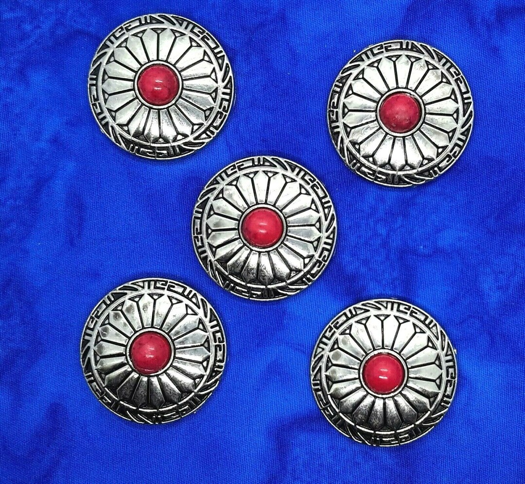 Southwest Native Style Flower Concho / Conchos 1 3/16" Five Count Red ...
