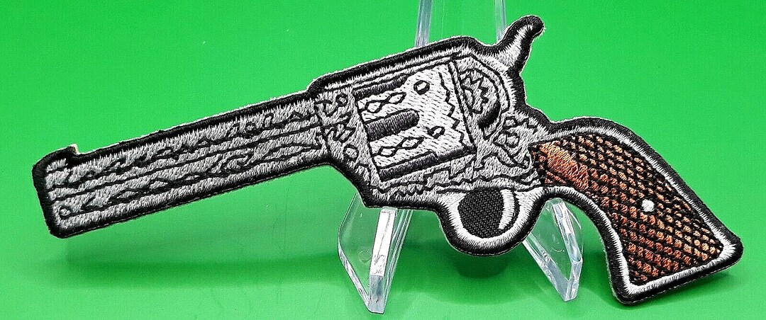 Six Shooter Western Revolver Sew on Iron on Patch Facing Left 5"x 2.5 ...
