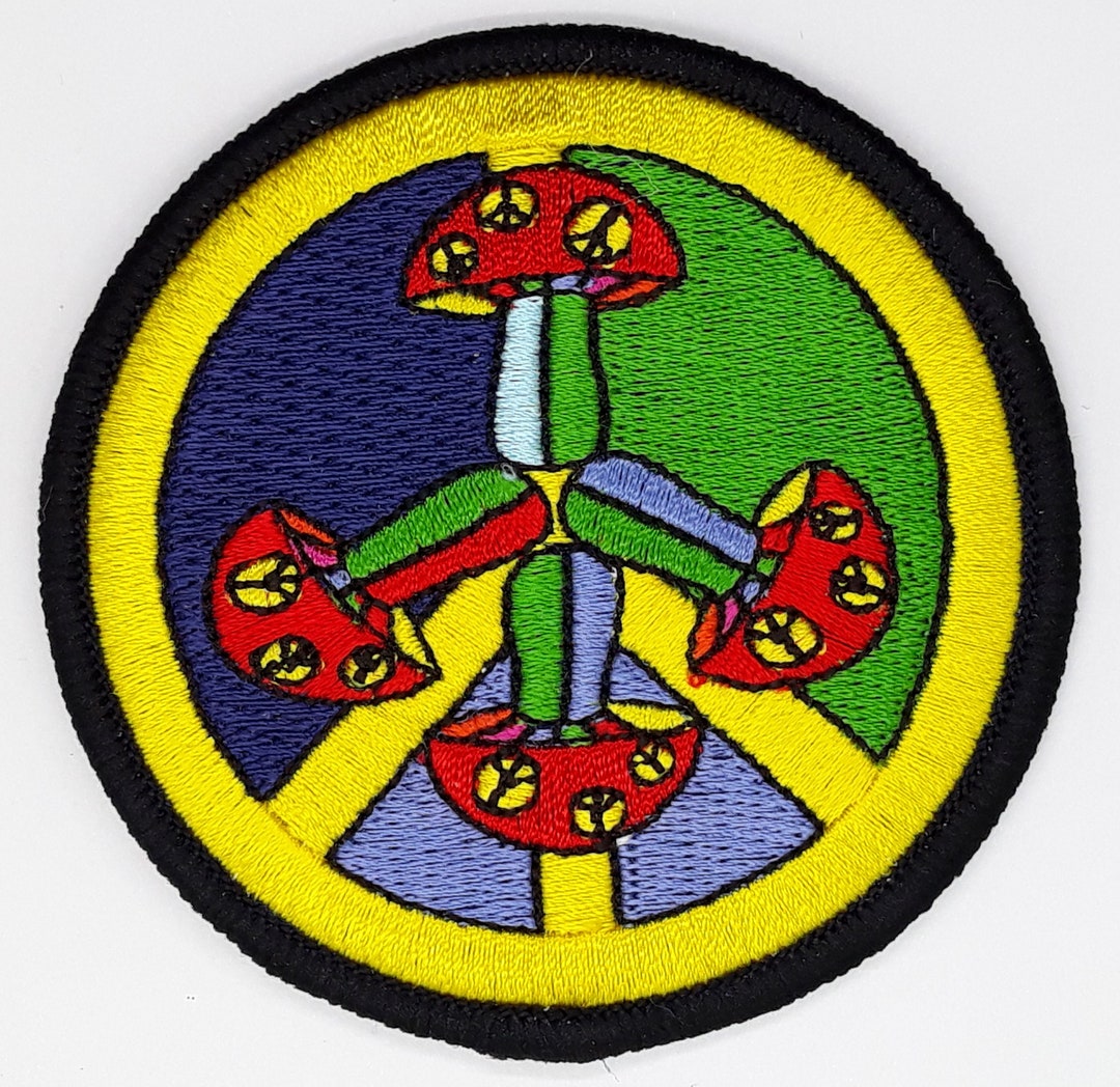 Peace Sign & Mushrooms Iron on Sew on Embroidered Patch 3" X 3" - Etsy