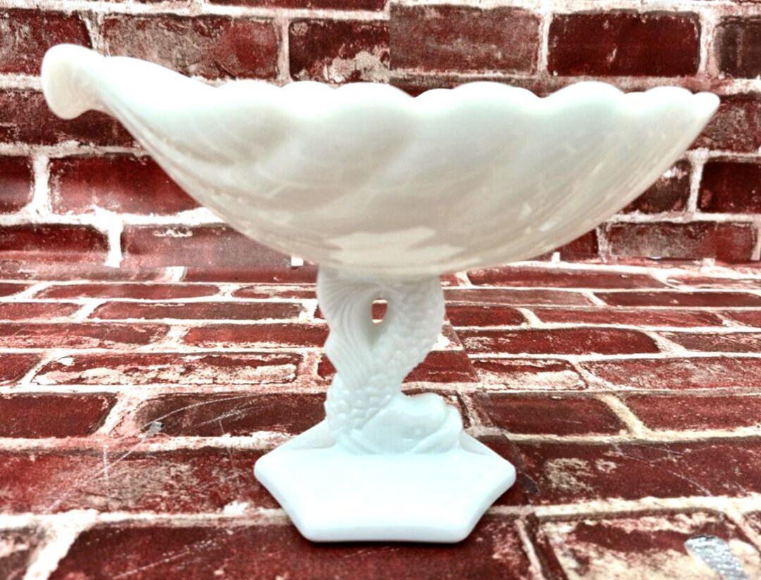 Westmoreland Milk Glass Compote Pedestal Bowl | Scalloped Shell Milk ...
