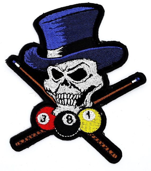 Pool Shark Skull With Top Hat Cues & Balls Iron on Sew on | Etsy