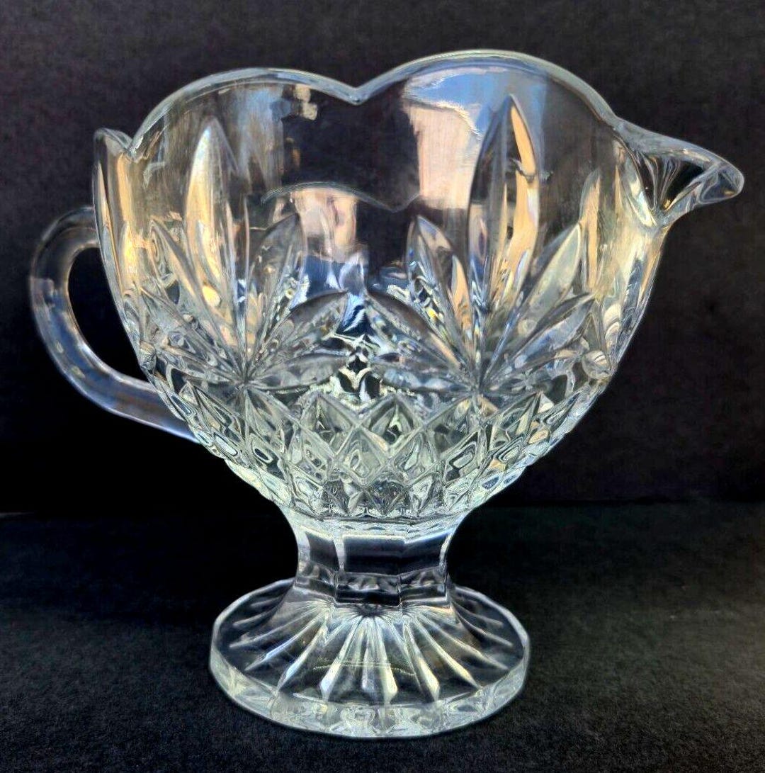 Shannon Godinger Cut Crystal Footed Gravy Boat Sauce Pineapple Pattern ...