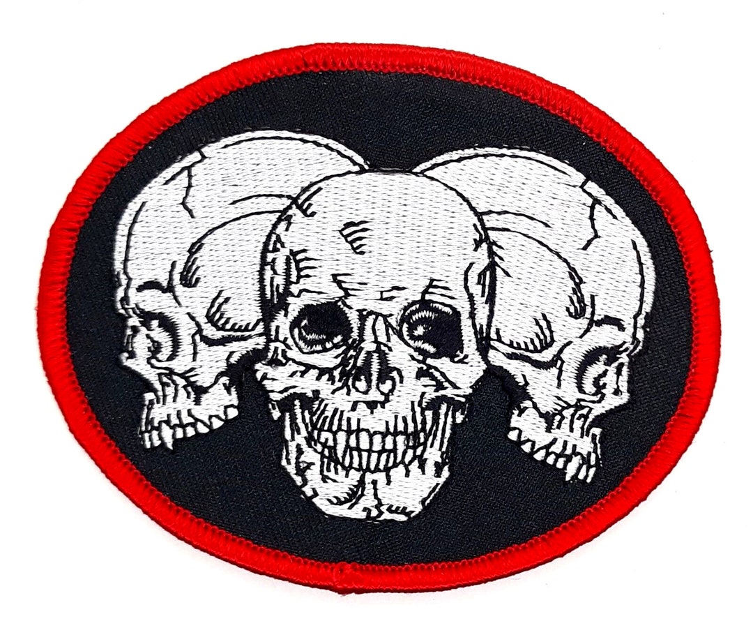 Triple Skulls Facing Sideways & Forward Iron on Patch 4 "x 3 1/8" - Etsy