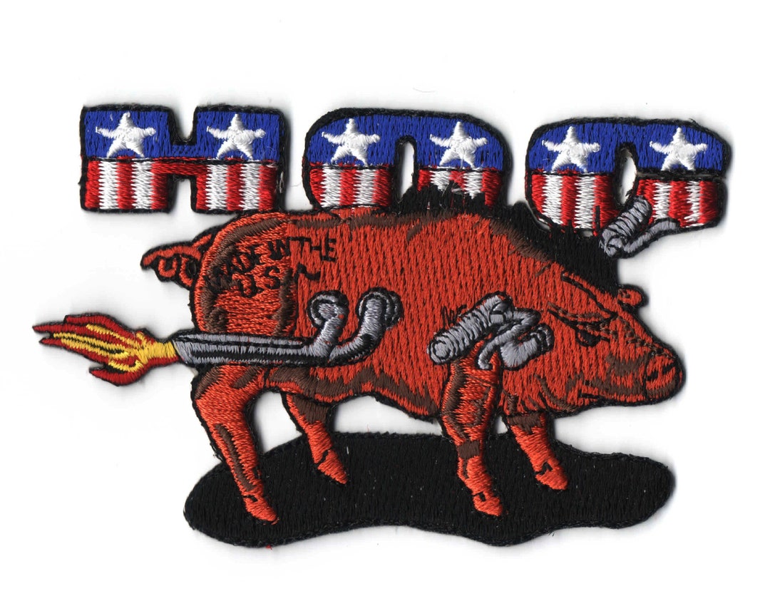 Hog With Flaming Pipes Iron on Sew on Embroidered Patch 3 3/4x 2 1/2 - Etsy