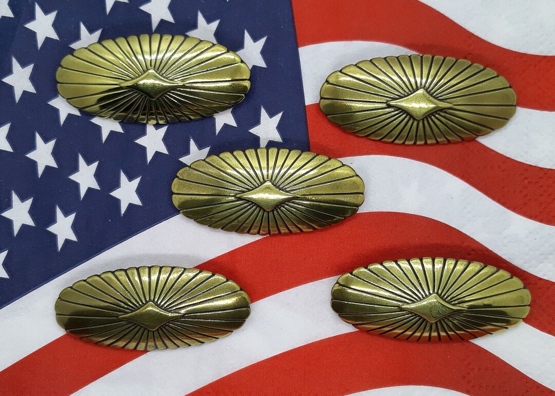 Western Style Antique Brass Colored Metal Alloy Conchos 2" X 1" Five ...