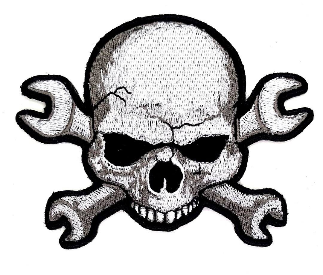 Mechanic Skull & Wrench Crossbones Iron on Embroidered Patch 4x 3 - Etsy