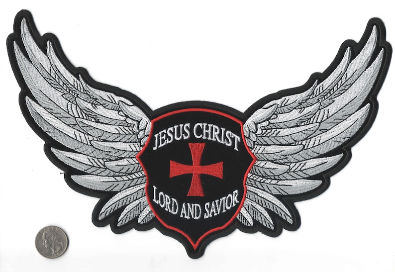Jesus Christ Lord & Savior Angel Wings Iron on Sew on Embroidered ...