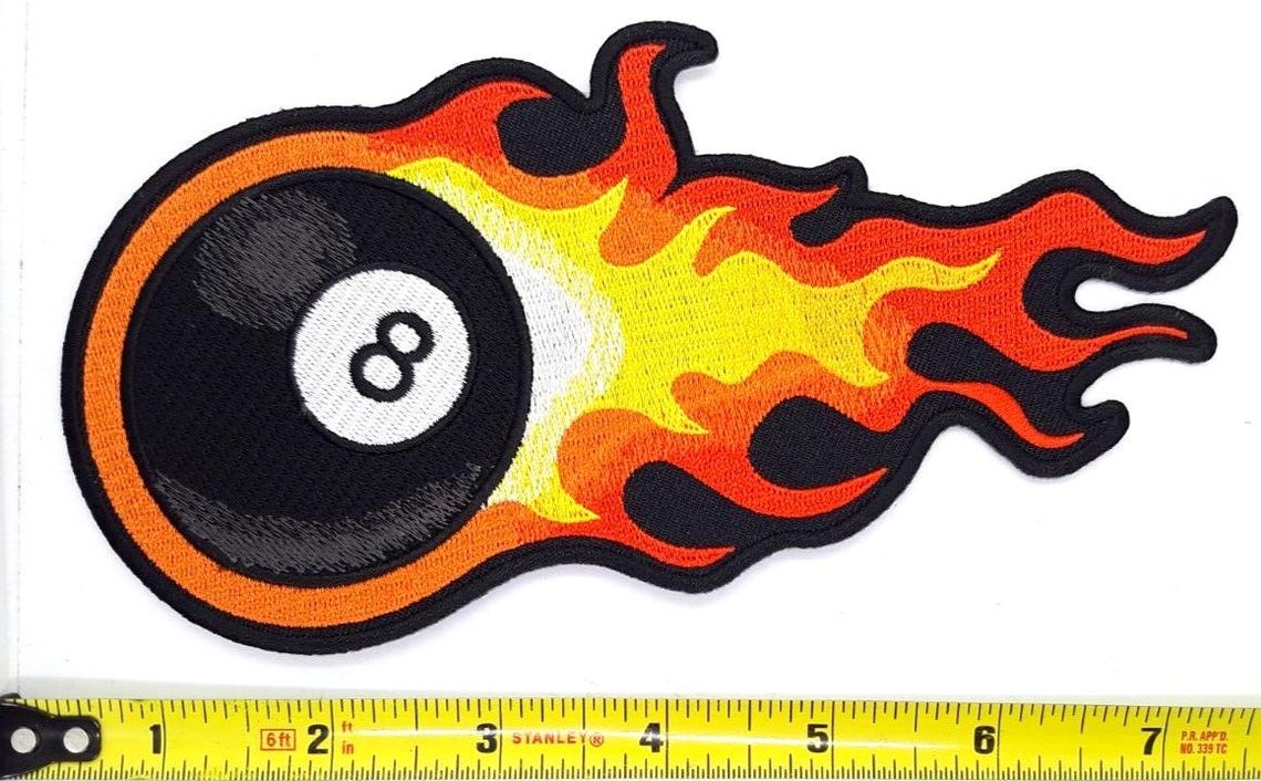 Flaming Eight Ball Iron on Embroidered Large Patch 7"x3 1/2" - Etsy