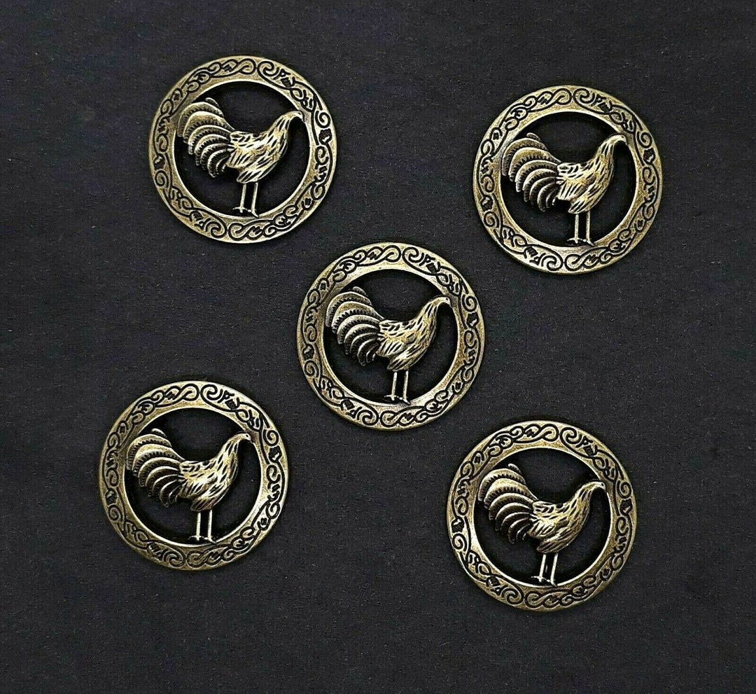 Chicken / Rooster Style Concho / Conchos 1 1/8" Five Count Bronze ...