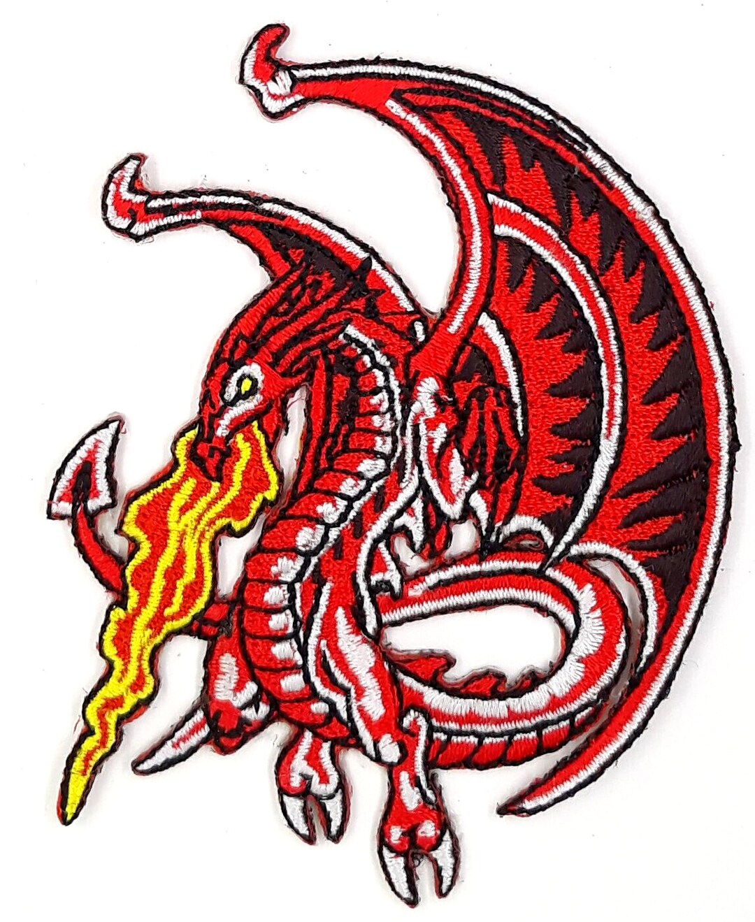 Red Fire Breathing Dragon Facing Left Iron on Patch 2 5/8"x 3 1/2" - Etsy