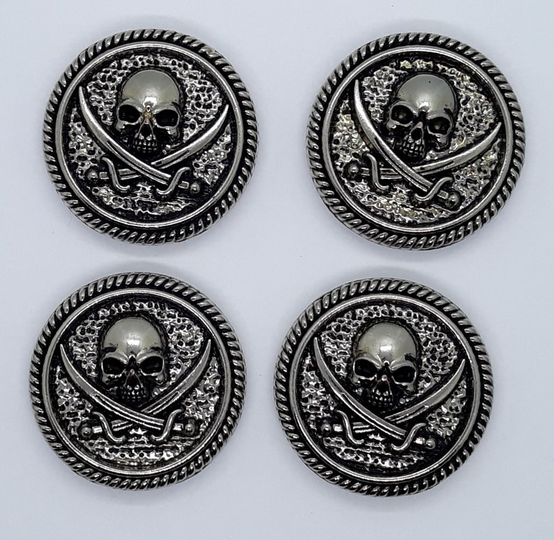 Skull & Crossed Swords Pirate Concho Conchos 1 3/16 Four - Etsy