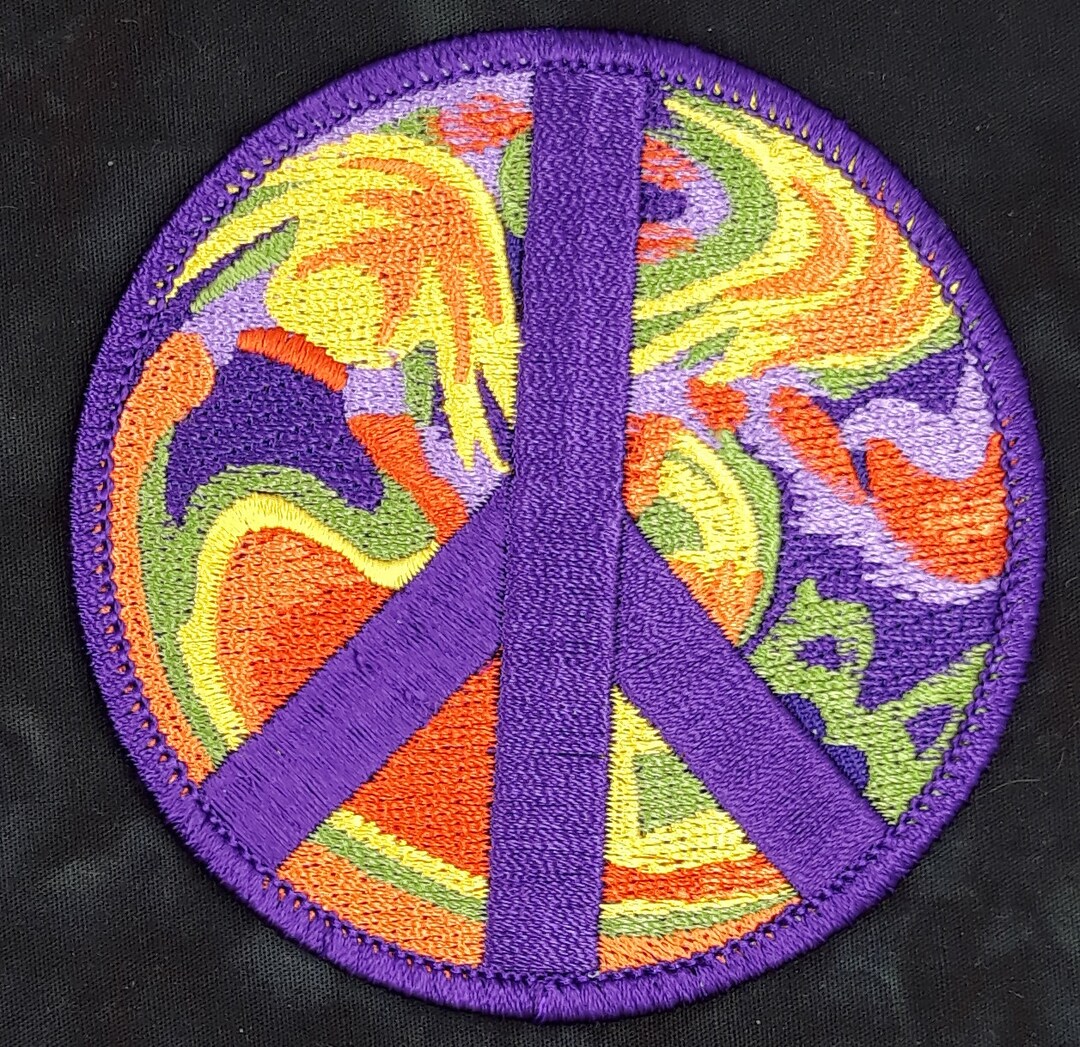 Psychedelic Peace Sign Iron on Sew on Embroidered Patch 3" Round - Etsy