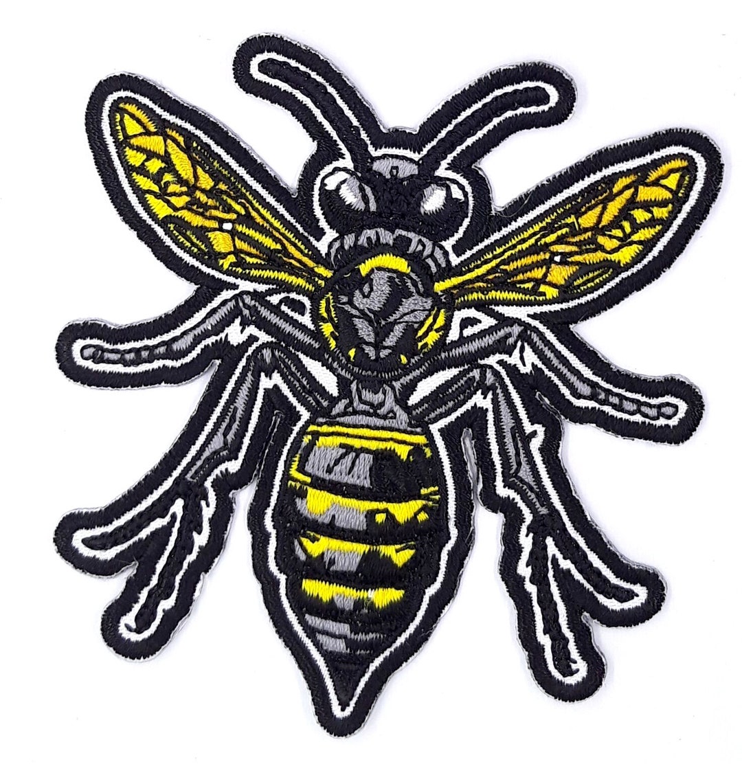 Black & Yellow Hornet / Wasp Iron on Embroidered Patch 3 1/4" X 3 1/2 ...