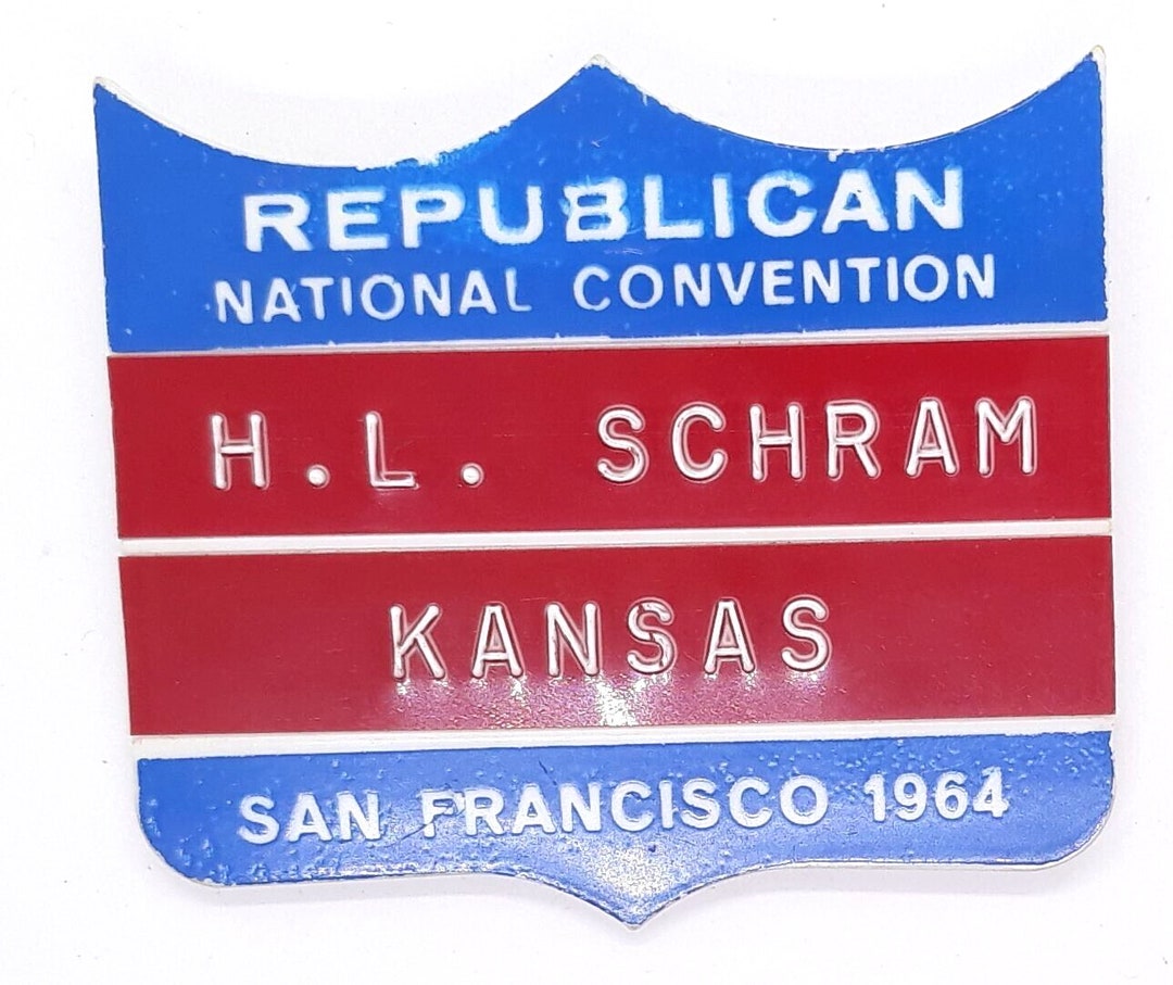 1964 Republican Nation Convention San Francisco - Kansas Delegate Badge ...
