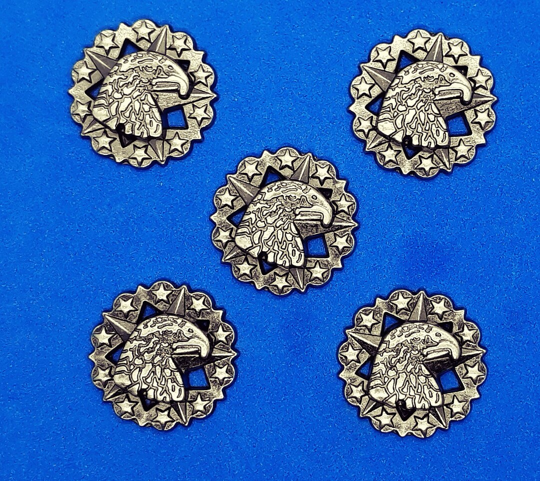 Eagle With Stars Conchos / Concho Pewter 1" Five Conchos & Rivets - Etsy