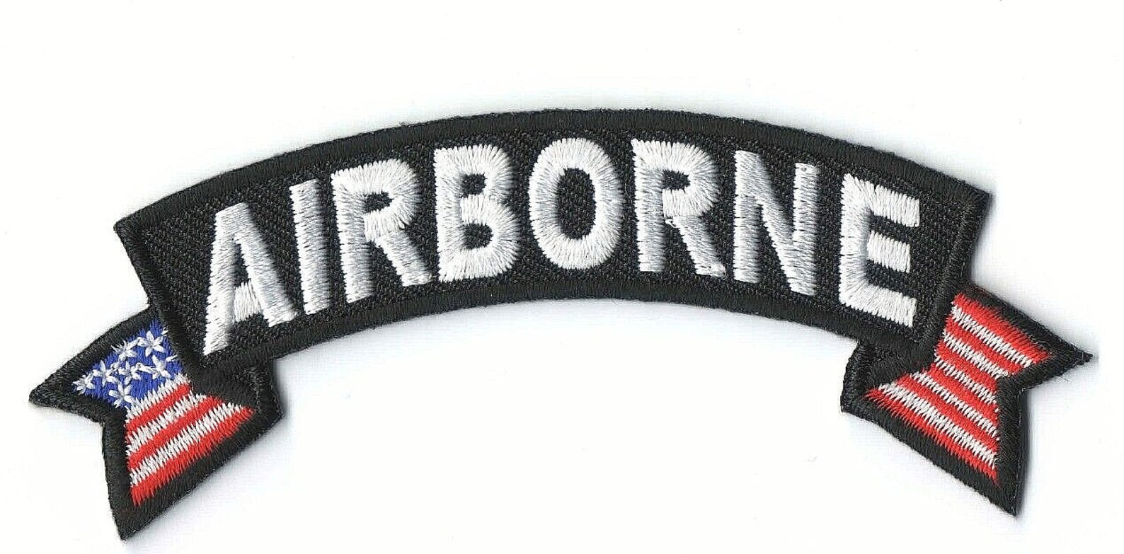 Airborne With Flags Rocker Style Iron on Sew on Embroidered Patch 4"x 1 ...