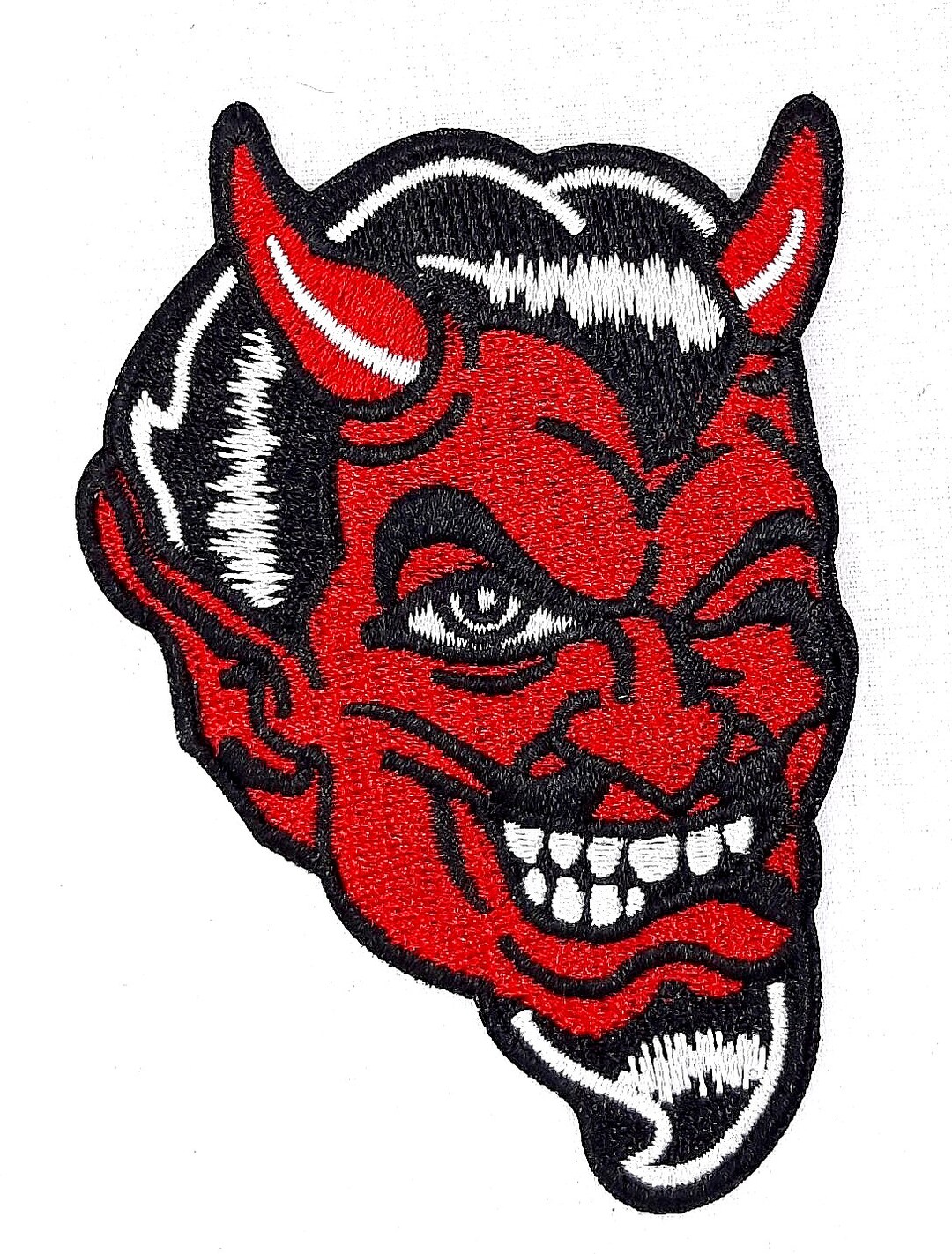 Smiling Winking Devil Satan Retro Iron on Sew on Embroidered Patch 2 1/ ...
