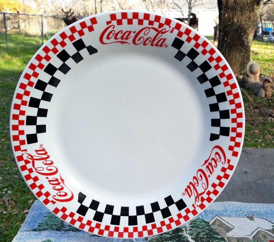 Coca Cola Gibson 1996 Red & Black Checkered Dinner Plate 10 1/2" - Etsy