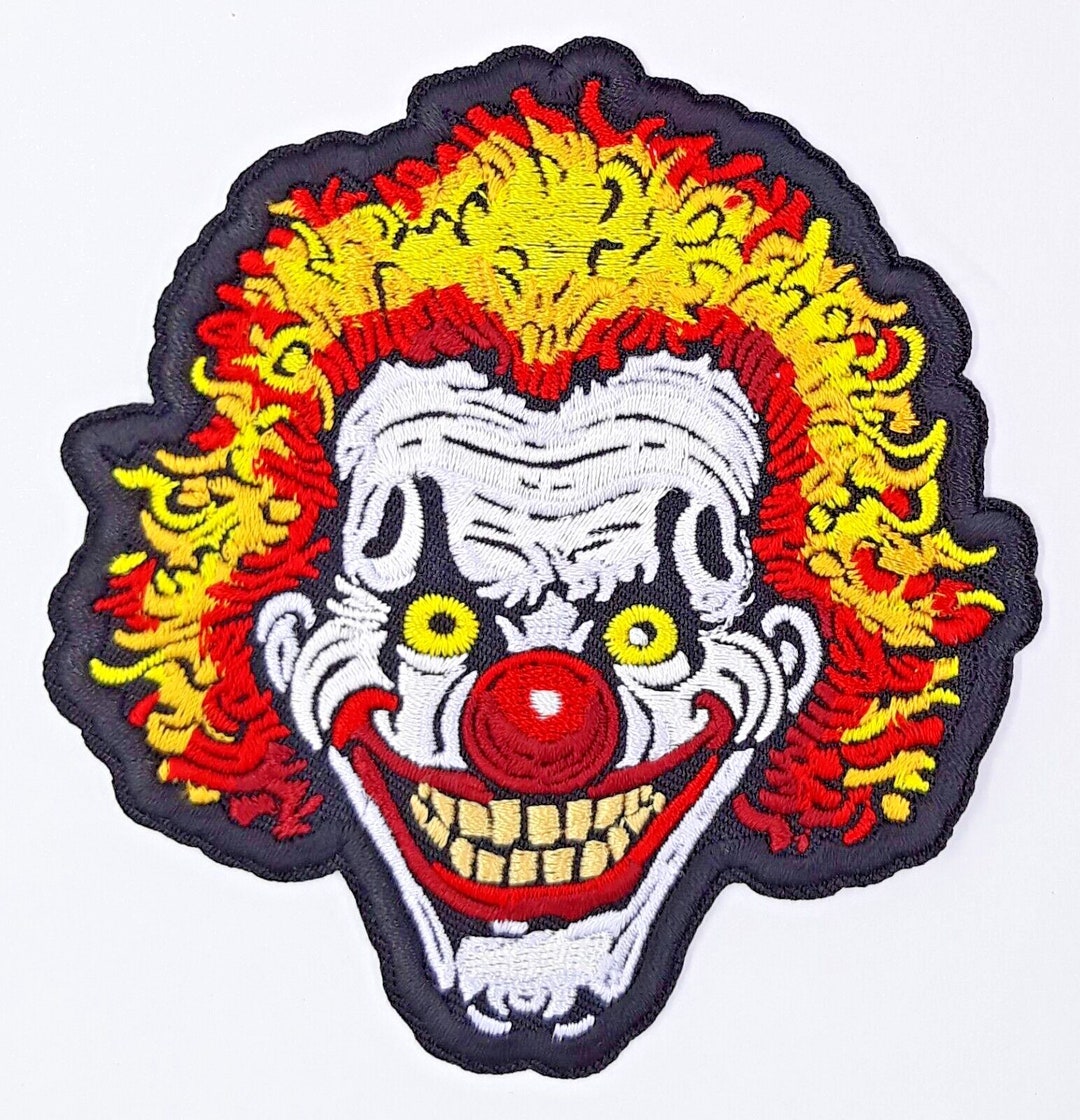 Clown With Flaming Hair Iron on Embroidered Patch 3 3/4x 4 - Etsy
