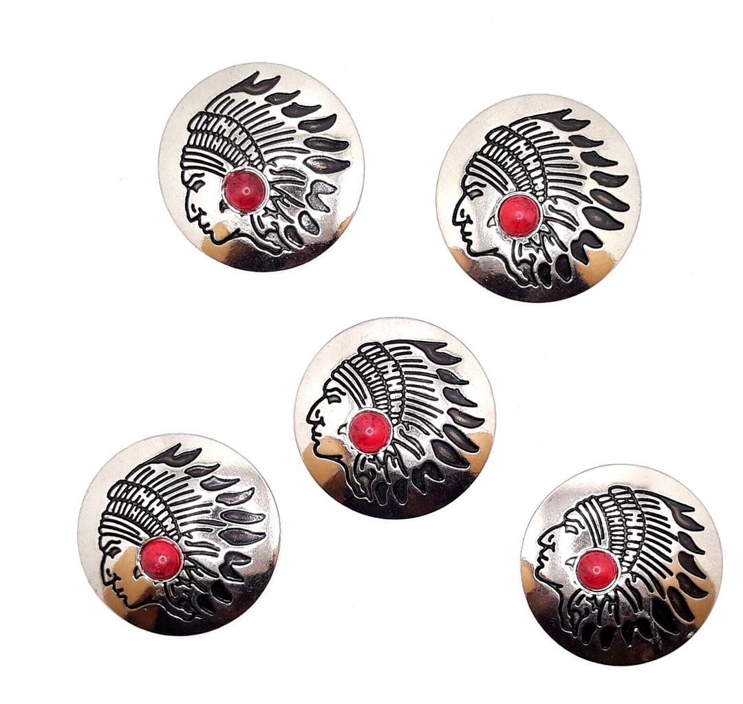 Native American Style Chief Conchos Red Bead 1 3/16" Five Count - Etsy