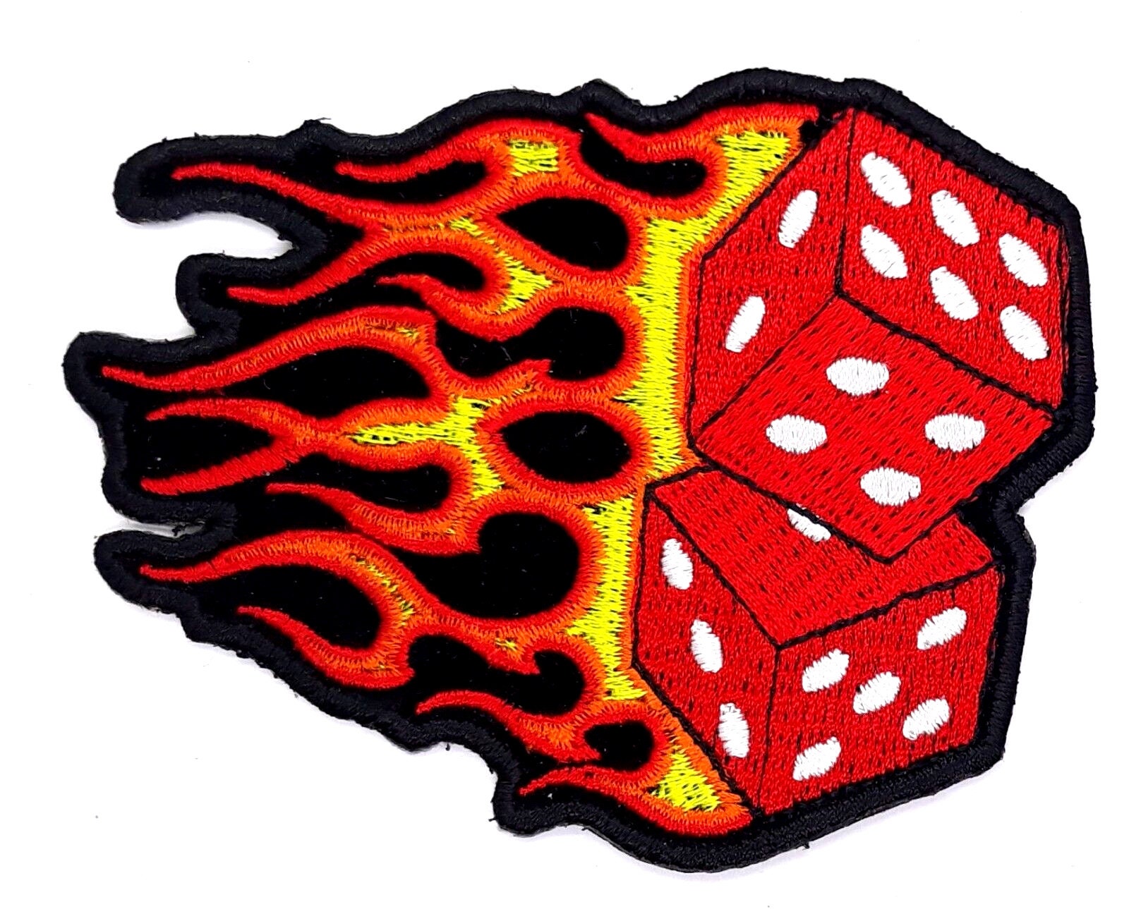 Red Flaming Dice Iron on Sew on Embroidered Patch 4x 3 - Etsy