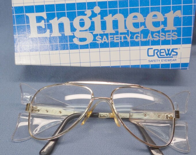Crews Engineer Aviator Style Safety Glasses Gold Tint Rims And Side Shields Z871 Etsy