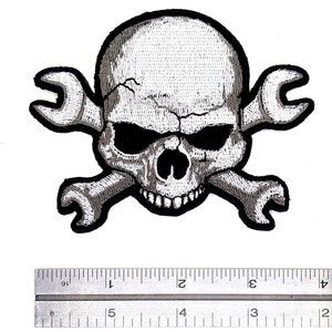 Mechanic Skull & Wrench Crossbones Iron on Embroidered Patch 4x 3 - Etsy
