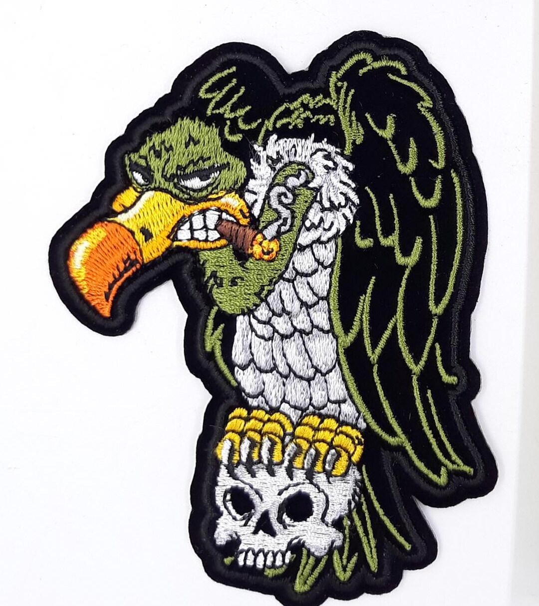 Cartoon Vulture Perched on Bone Iron on Sew on Embroidered Patch 3"x4 ...