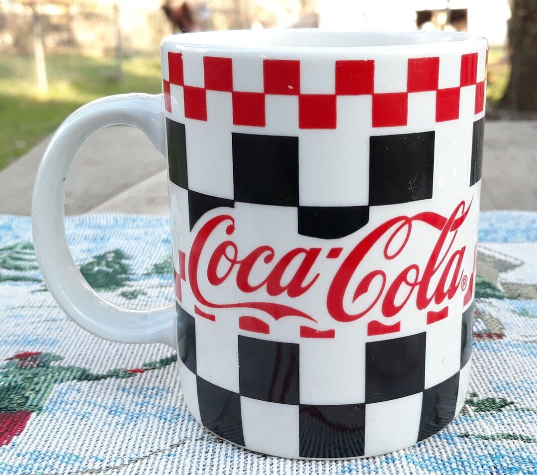 Coca Cola Cups Red Black & White Checkered Ceramic Coffee Mug by Gibson ...