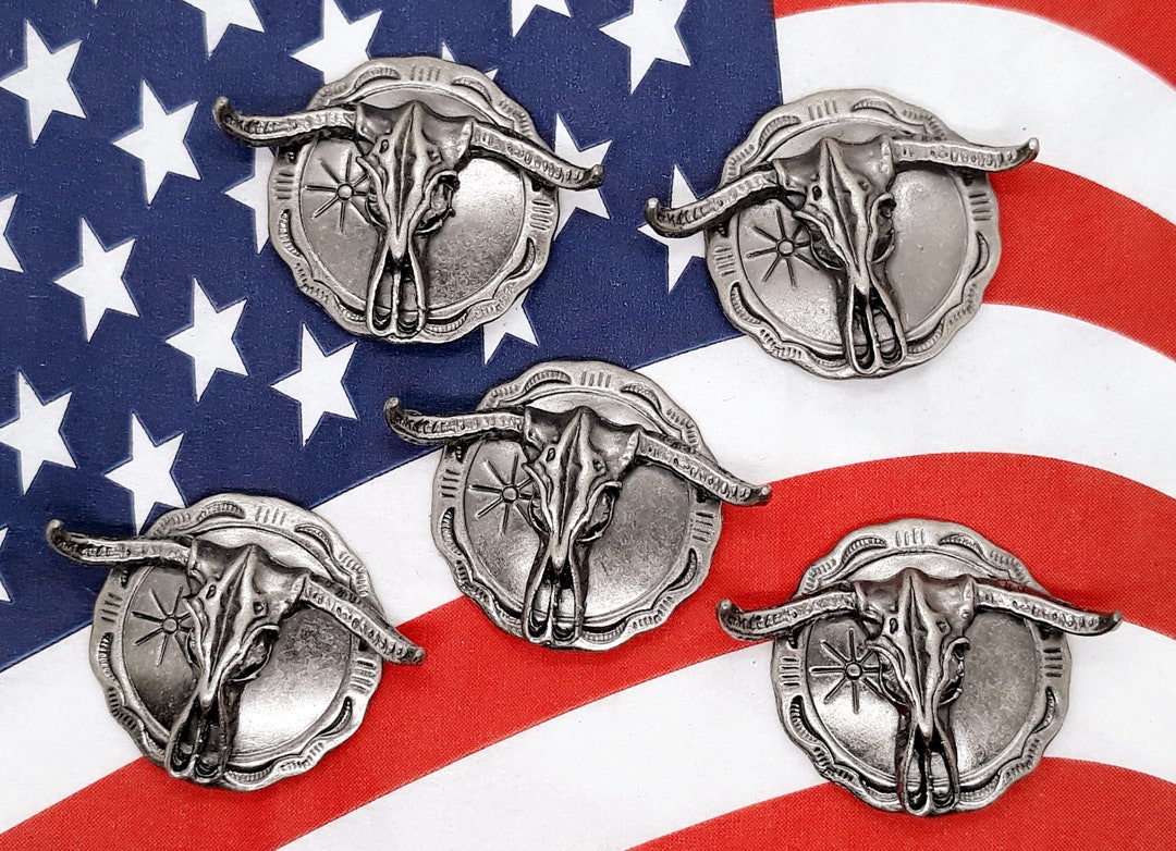 Steer Skull Western Style Concho Conchos 1 1/2"x 1 1/8" Pewter Finish ...